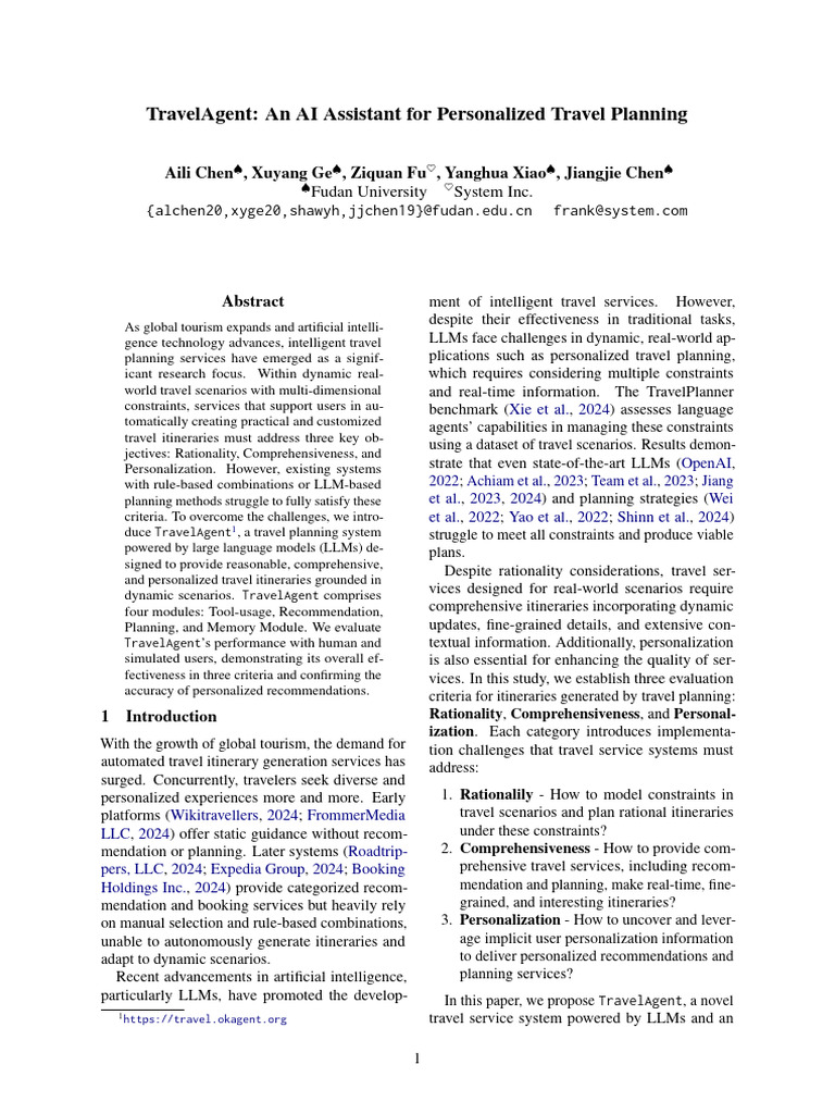 Travel Agent - An AI Assistant For Personalized Travel Planning | PDF | Information | Computing