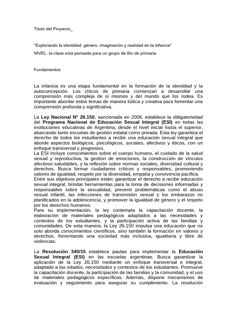 Proyecto Edi 2024-1 | PDF | Educación sexual