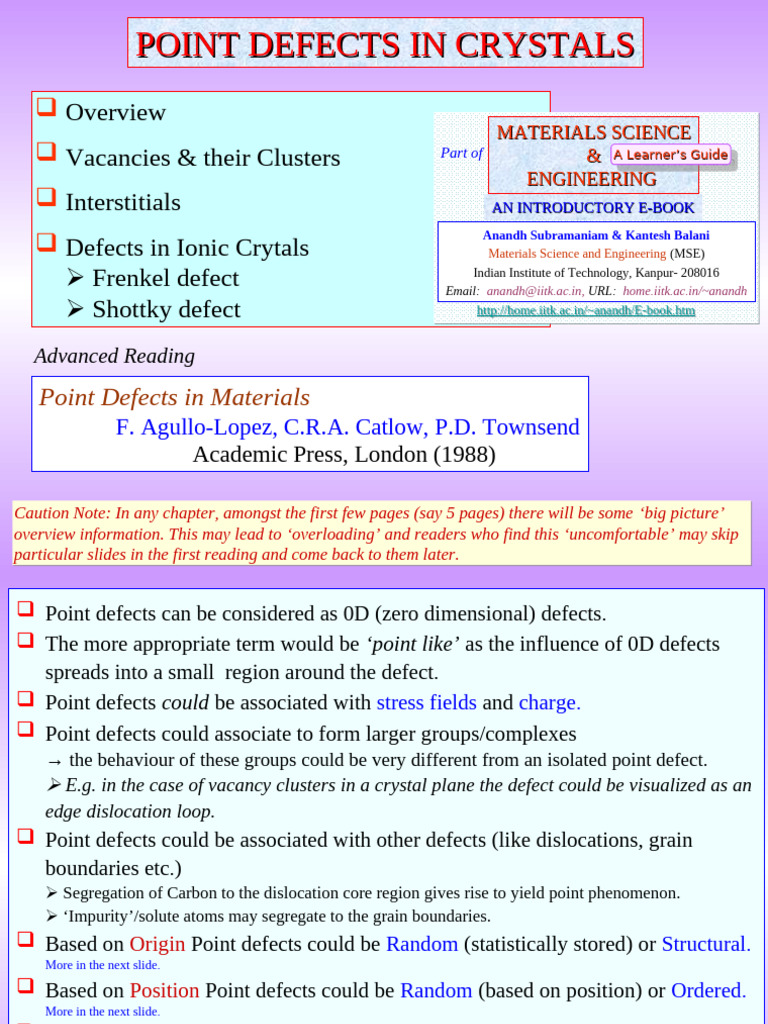 Chapter 5a Crystal Imperfections Pointdefects | PDF | Crystallographic ...