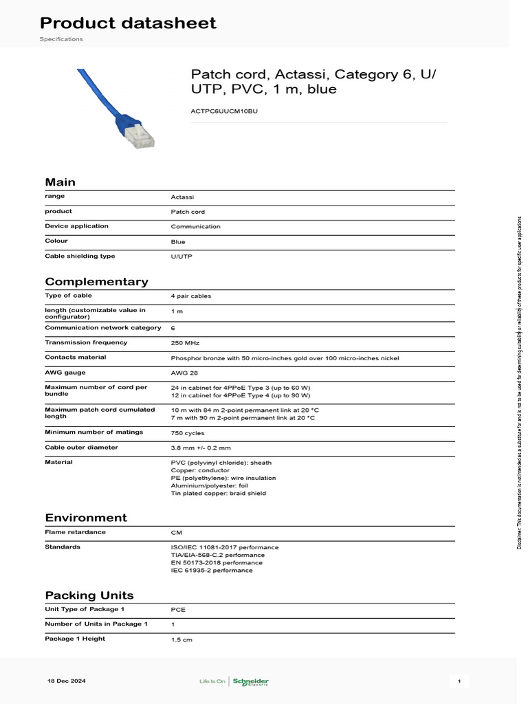 Schneider Electric - Actassi - ACTPC6UUCM10BU | PDF | Polyvinyl ...