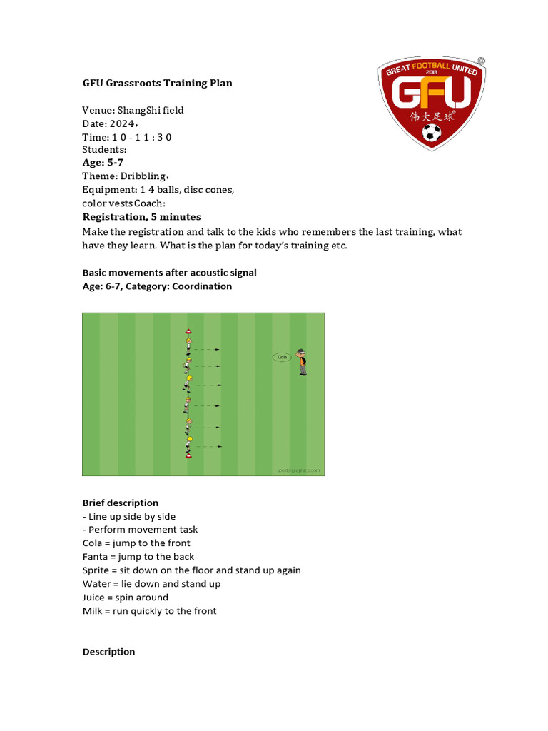 GFU Grassroots Training Plan: Basic Movements After Acoustic Signal Age ...