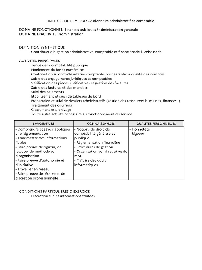 Fdp Charge Gestion Compta | PDF