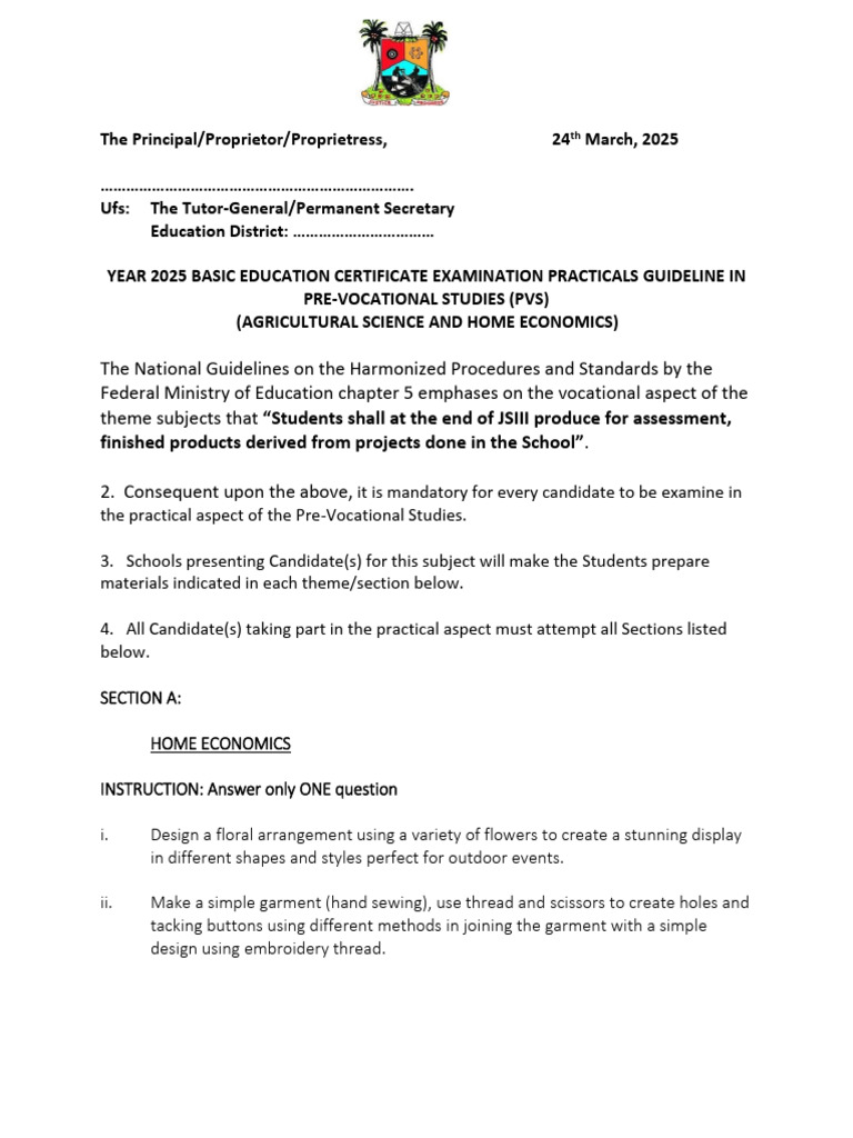 2025 BECE Practical Examination Guidelines | PDF | Microsoft Word