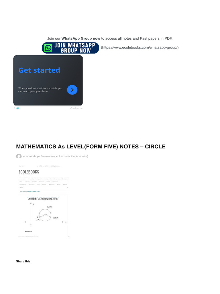 Mathematics As Level (Form Five) Notes - Circle - Ecolebooks | PDF ...