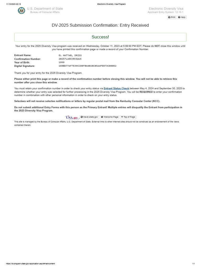 Electronic Diversity Visa Program 2025 Driss | PDF | Travel Visa ...