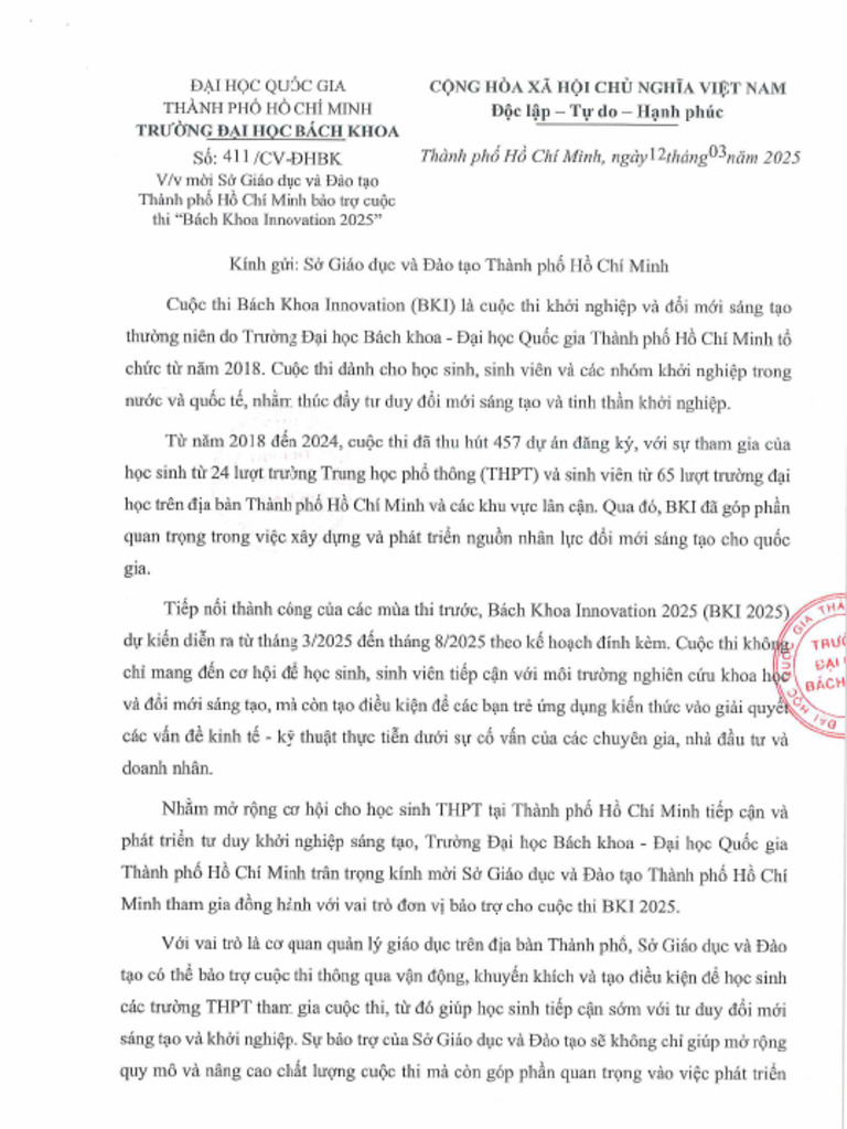 CV Moi So GDDT HCM Bao Tro Cuoc Thi BK Innovation 2025 | PDF