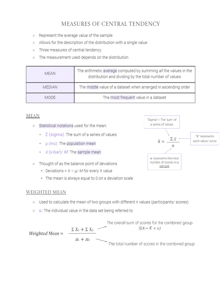 Understanding Central Tendency Measures | PDF | Standard Deviation ...