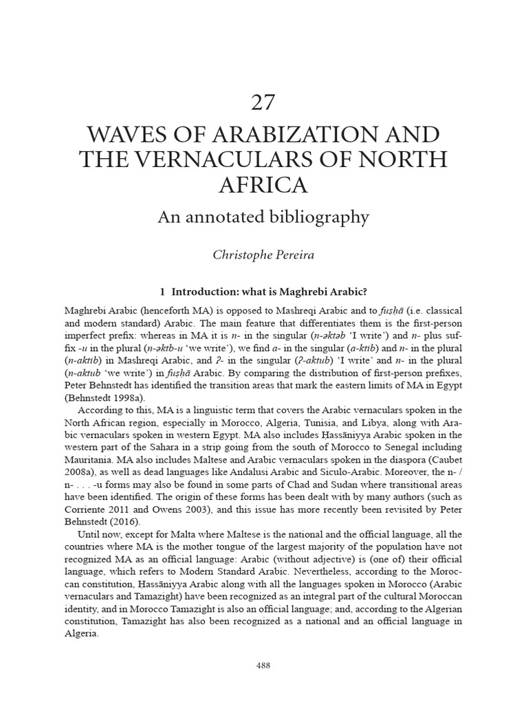 Pereira - Waves of Arabization and The Vern of NA. Annot Bib | PDF ...