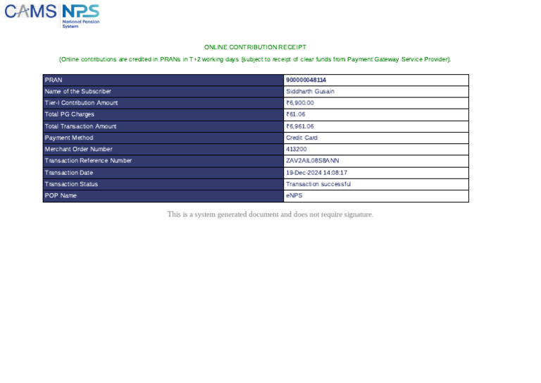 NPS Payment 6900 - Details | PDF