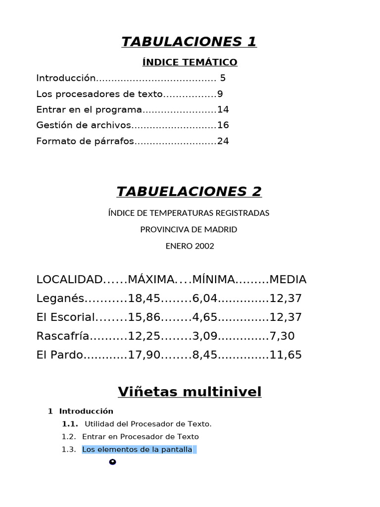 TABULACIONES - Odt SIN TERMINAR | PDF