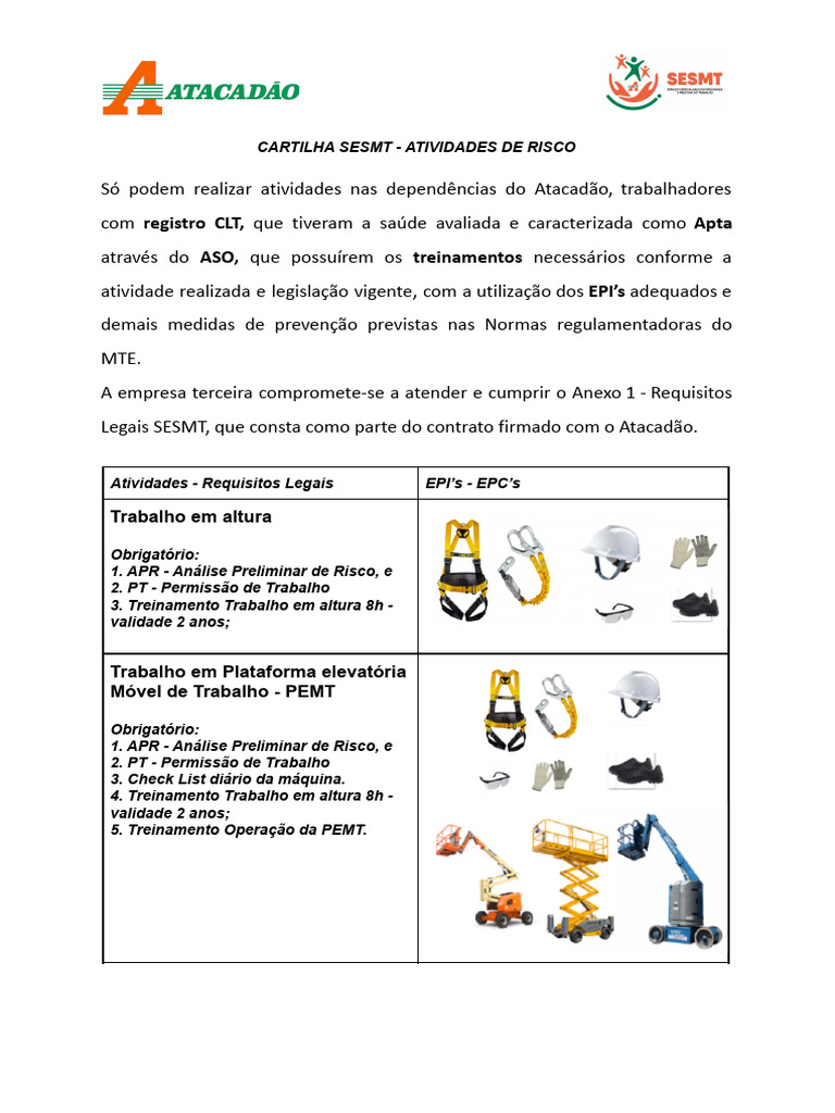 Cartilha Sesmt - Atividades de Risco | PDF