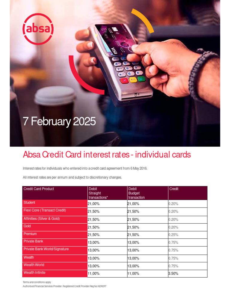Absa Credit Card Interest Rates 2025 | PDF | Credit Card | Debit Card