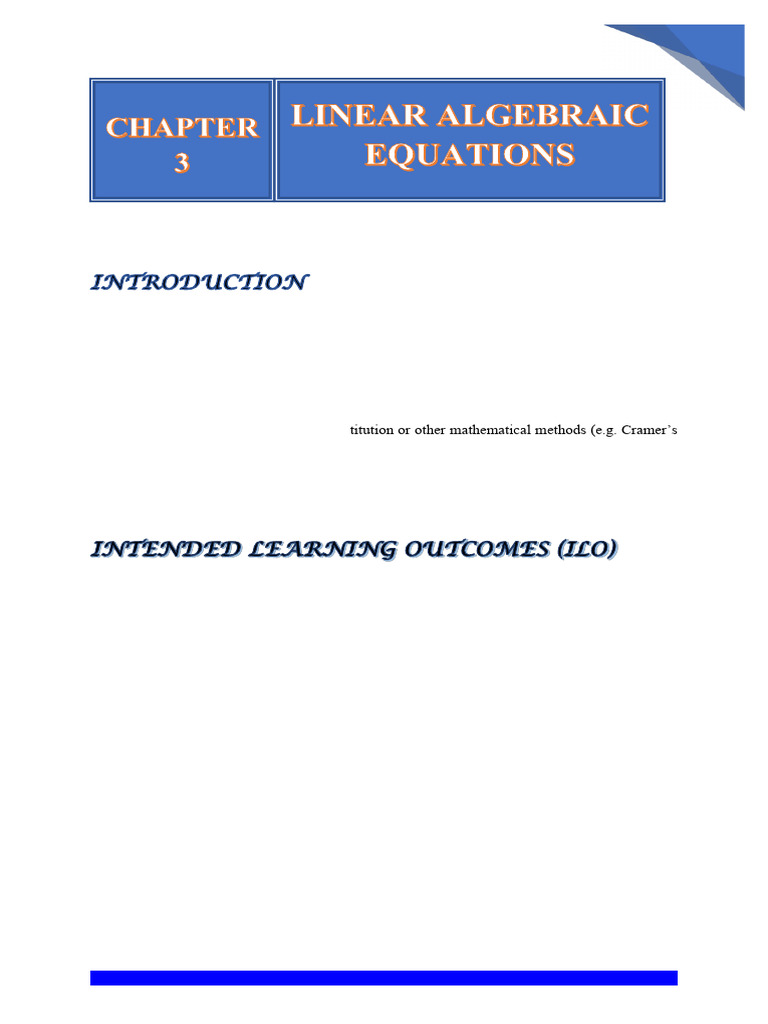 Numerical Methods for Linear Equations | PDF | System Of Linear ...