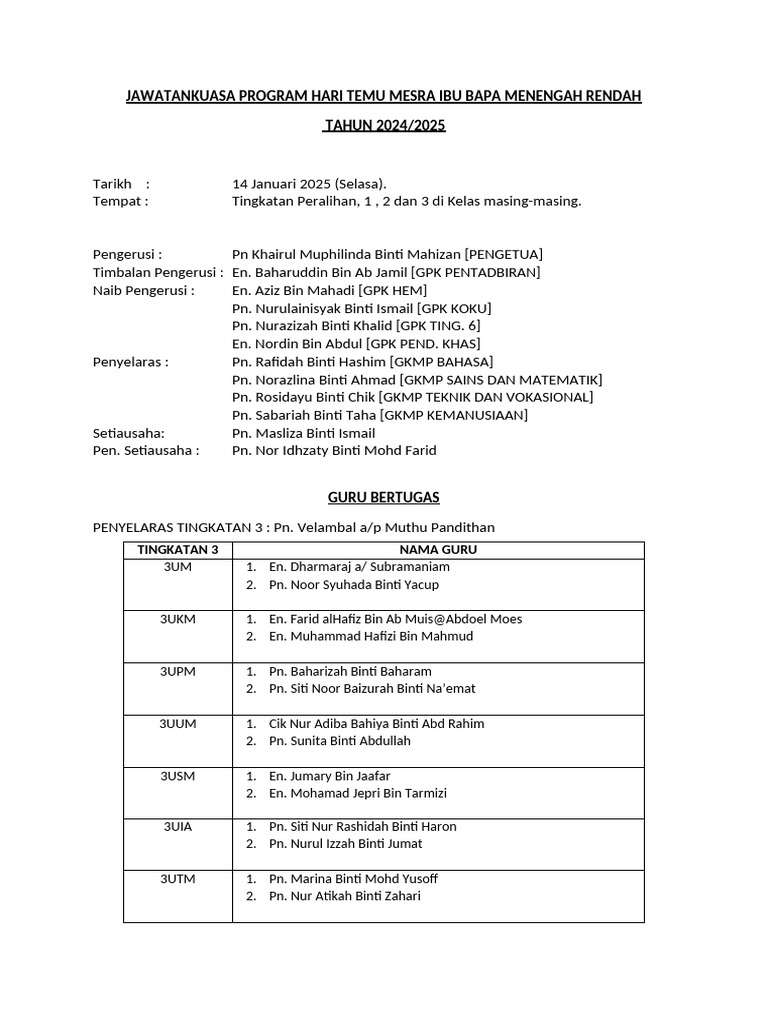 Ajk Hari Temu Mesra Ibu Bapa Men Ren 2024 Edit | PDF