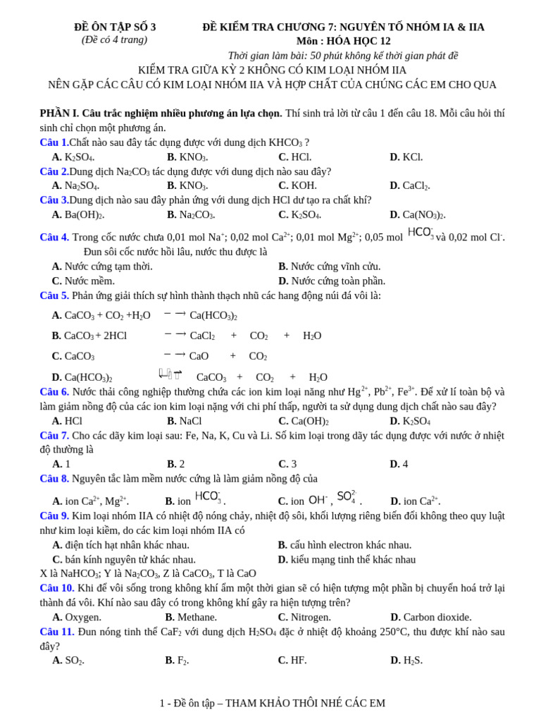 Chuong 7 Hoa 12 - de Tham KH o 3 | PDF