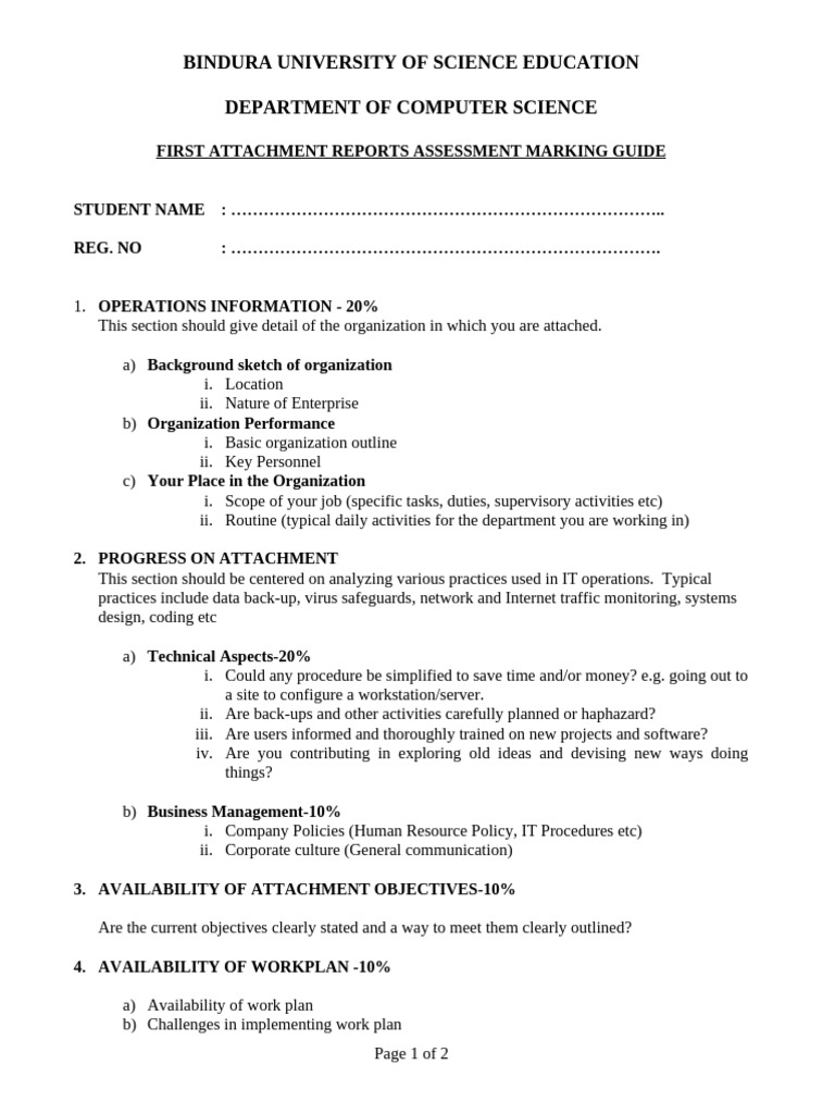 Computer Science Attachment Assessment Guide | PDF | Computing | Computer Science
