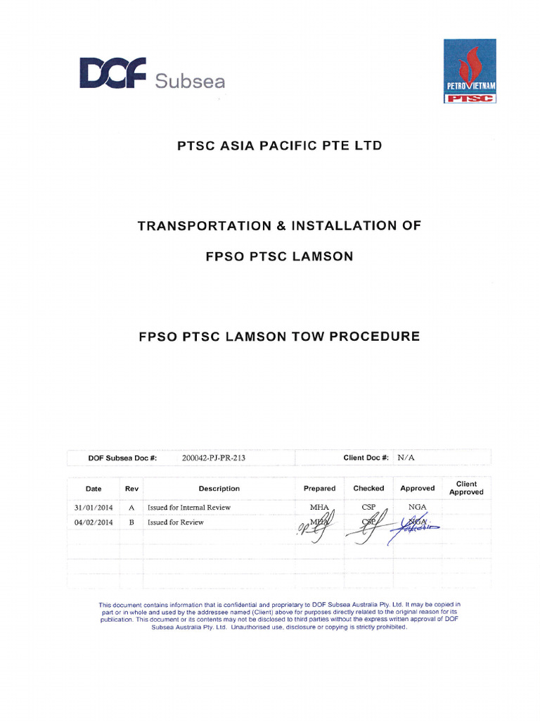 FPSO Tow Procedure Rev B | PDF | Navigation | Sea