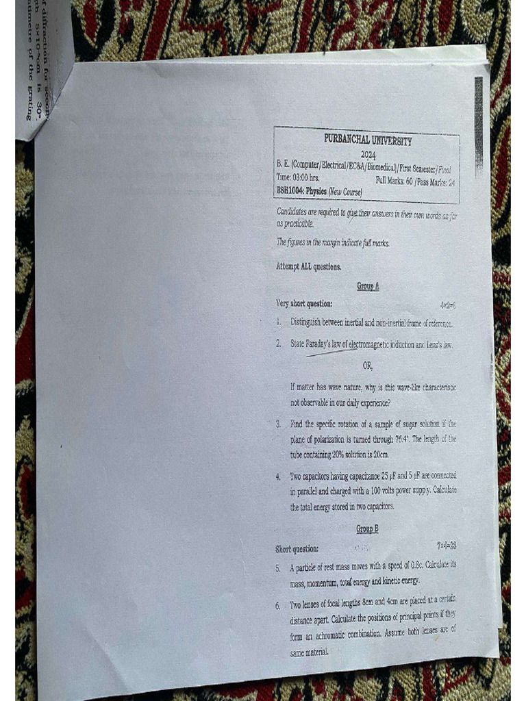 Physics Past Questions | PDF