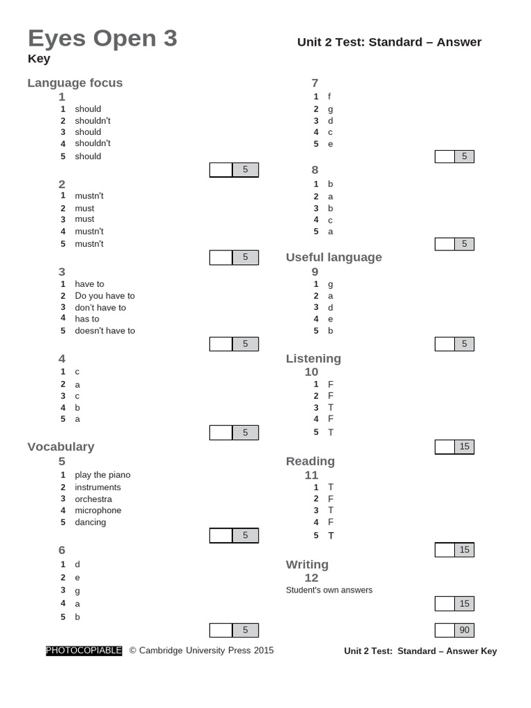Unit 2 - Customisable Answer Keys | PDF | Performing Arts | Musicology