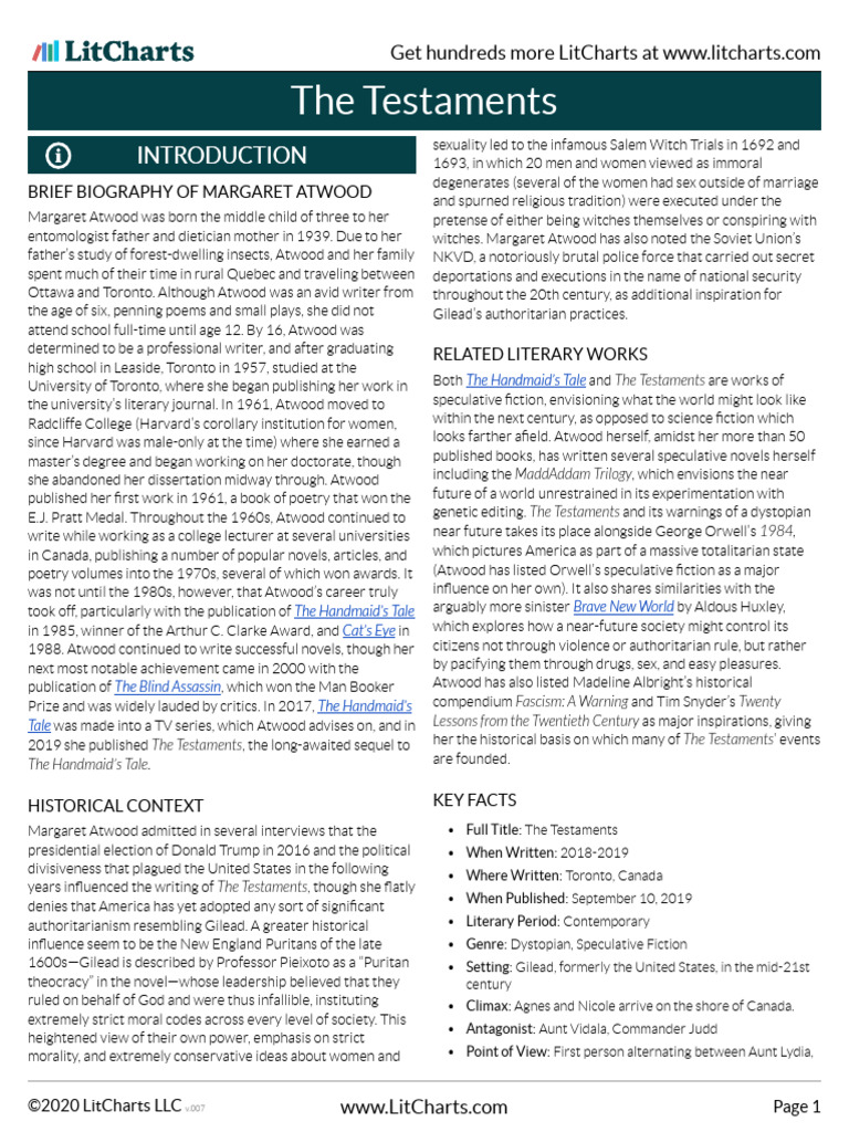 The Testaments LitChart | PDF