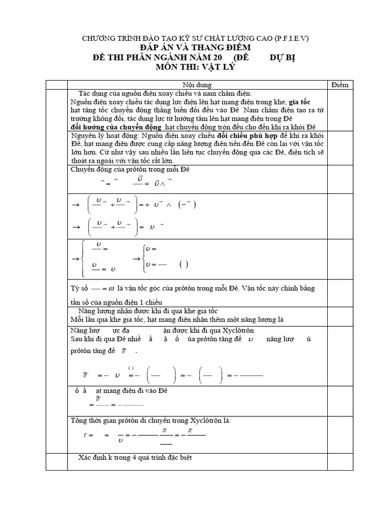 PFIEV - 2022 - Dap An Mon VATLY - DB | PDF