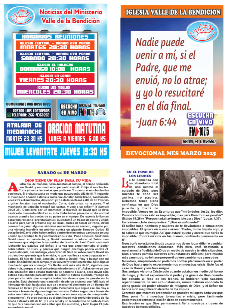 Devocional Marzo 2025 Valle de La Bendicion | PDF | Cristo (título) | Jesús