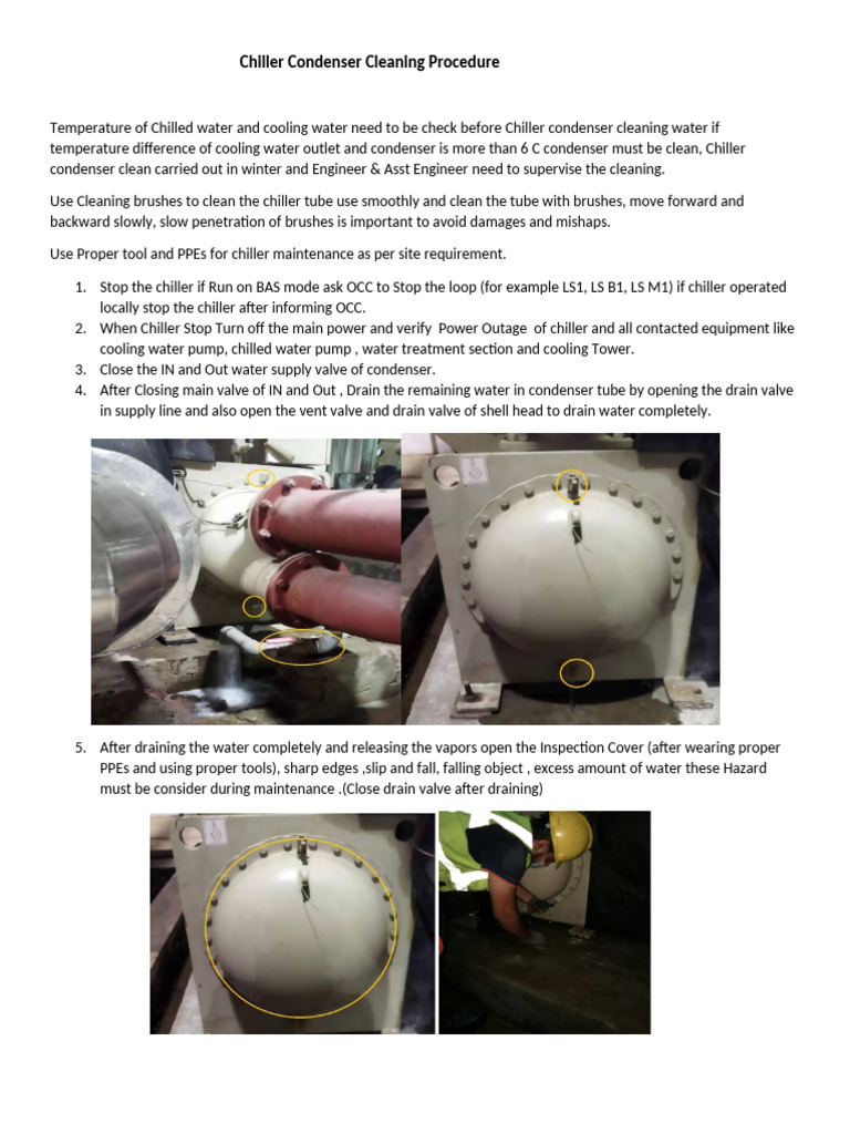 Chiller Cleaning SOP | PDF | Valve | Water