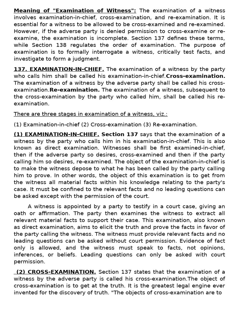 Chief, Cross , Re Examination | PDF | Witness | Cross Examination Chief, Cross , Re Examination | PDF | Witness | Cross Examination