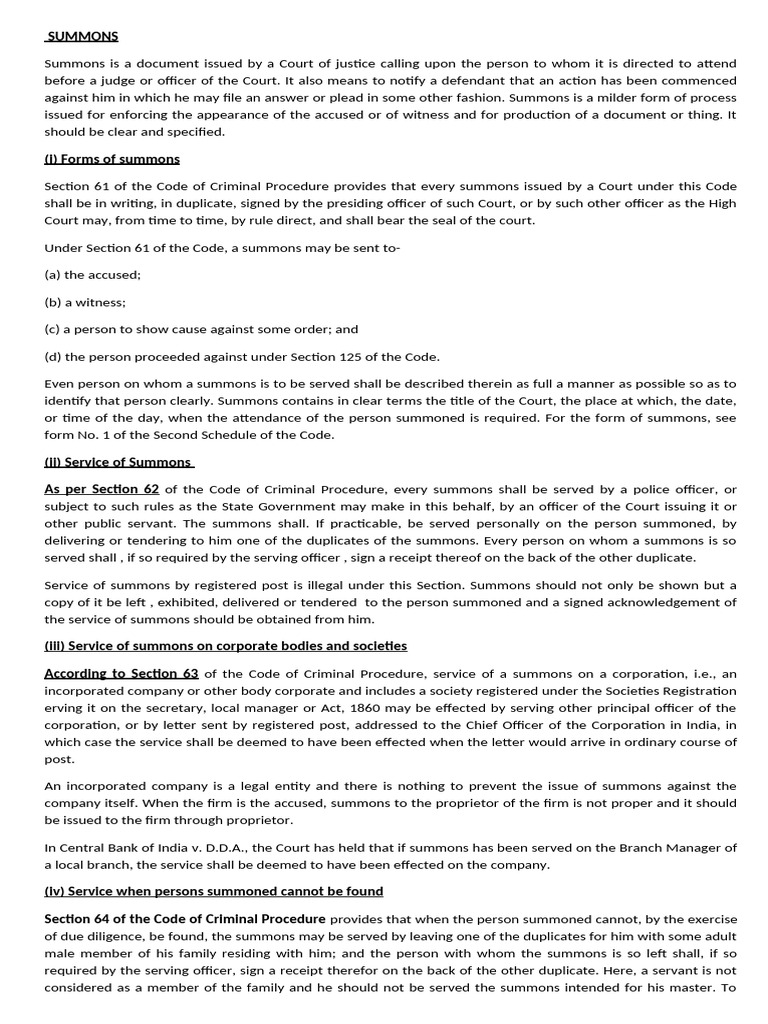 Summon, Warrant, Search Warrant | PDF | Bail | Arrest Warrant