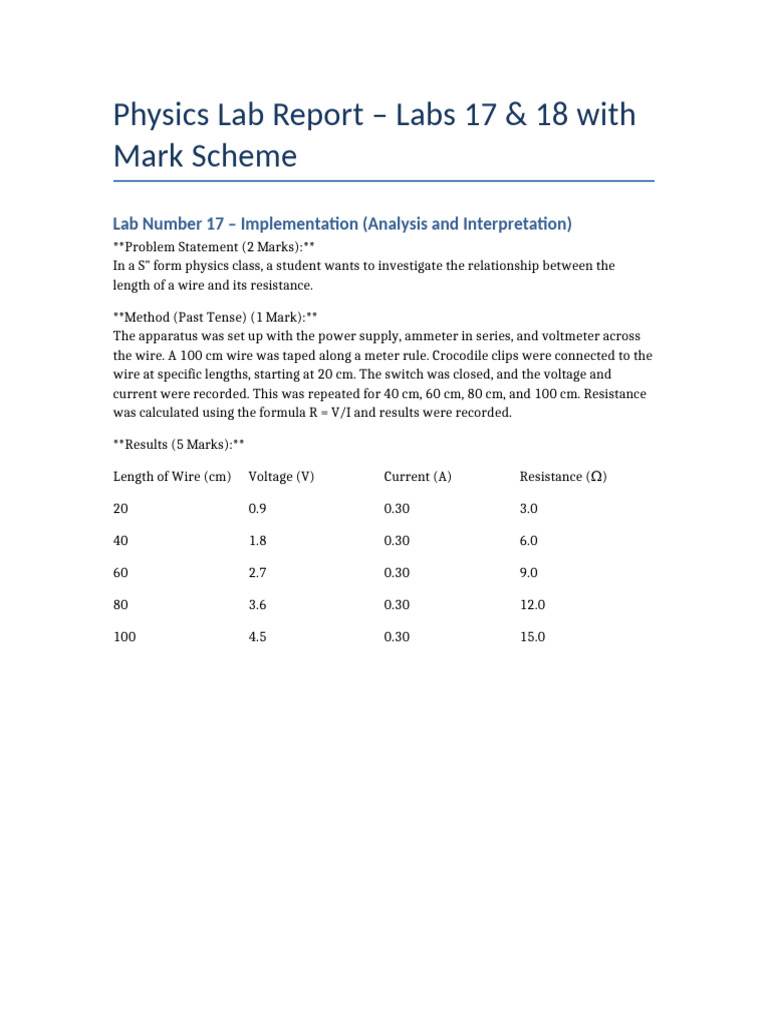 Lab 17 and 18 Report With Marks | PDF | Electromagnetism | Electrical Engineering