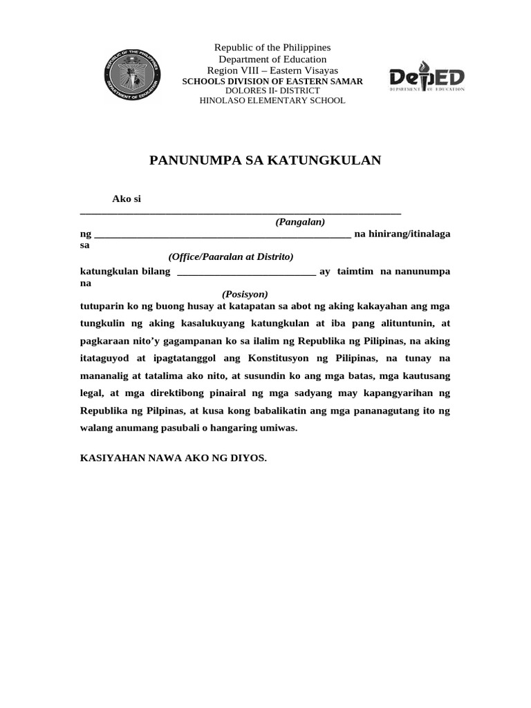 Panunumpa Sa Katungkulan | PDF