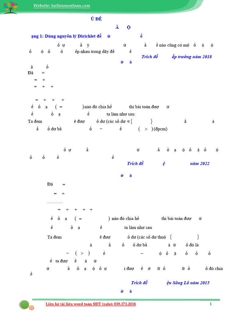 Tach de Hsg6 Chu de 10 Nguyen Ly Dirichlet Phan 1 | PDF