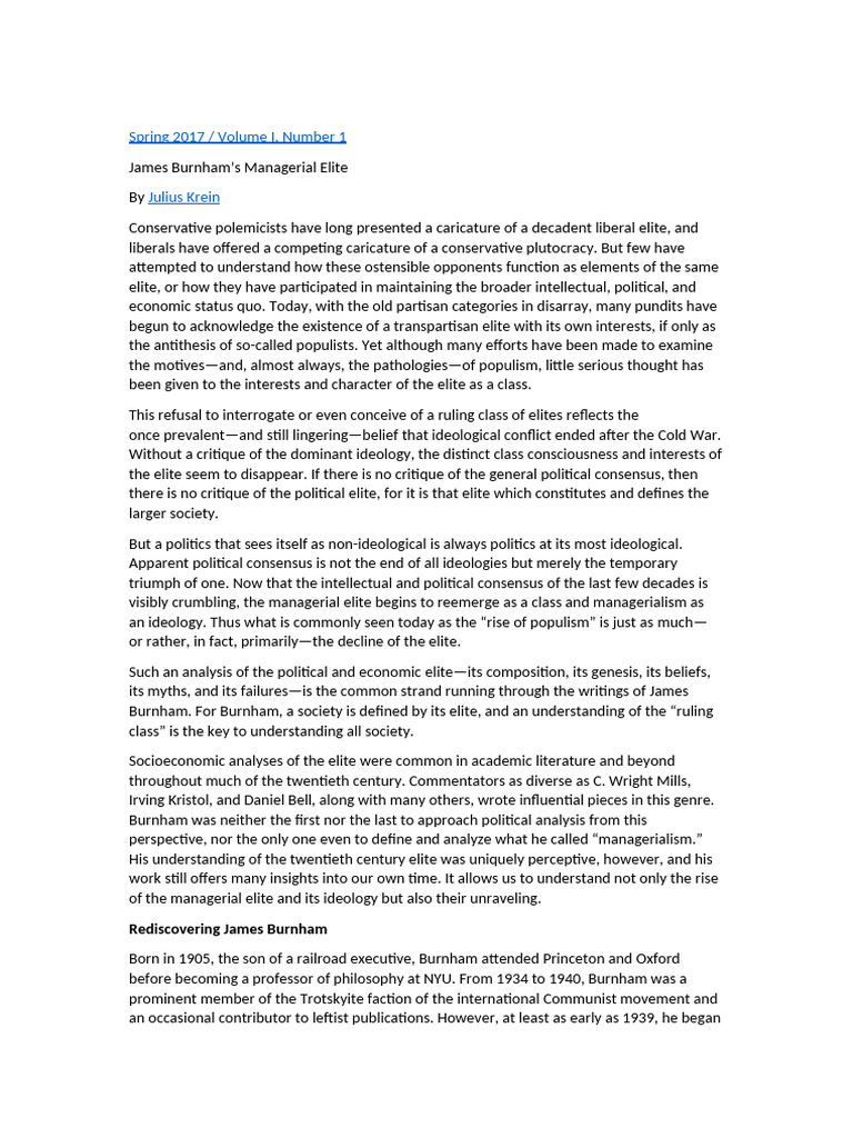 Understanding James Burnham's Elite Theory | PDF | Capitalism ...