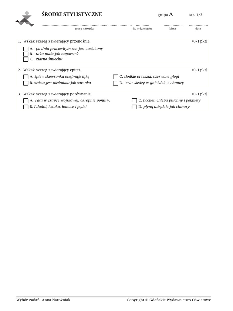 Srodki Stylistyczne 2 | PDF