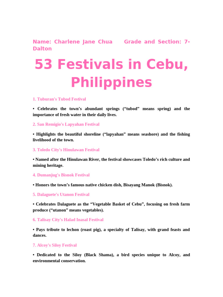 53 Vibrant Festivals in Cebu, Philippines | PDF | Cebu