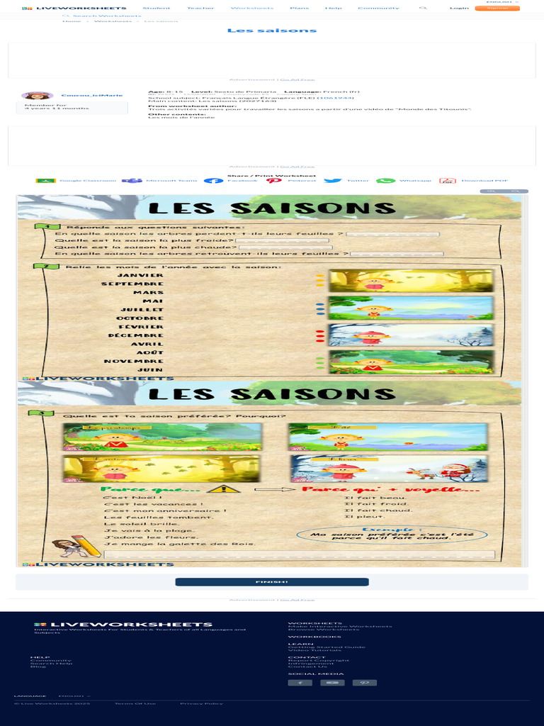 Les Saisons Coucou - Icimarie LiveWorksheets | PDF | World Wide Web ...