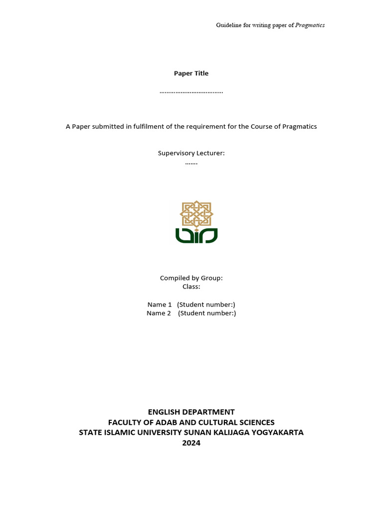 Guideline For Pragmatics-Paper | PDF | Communication | Liberal Arts Education