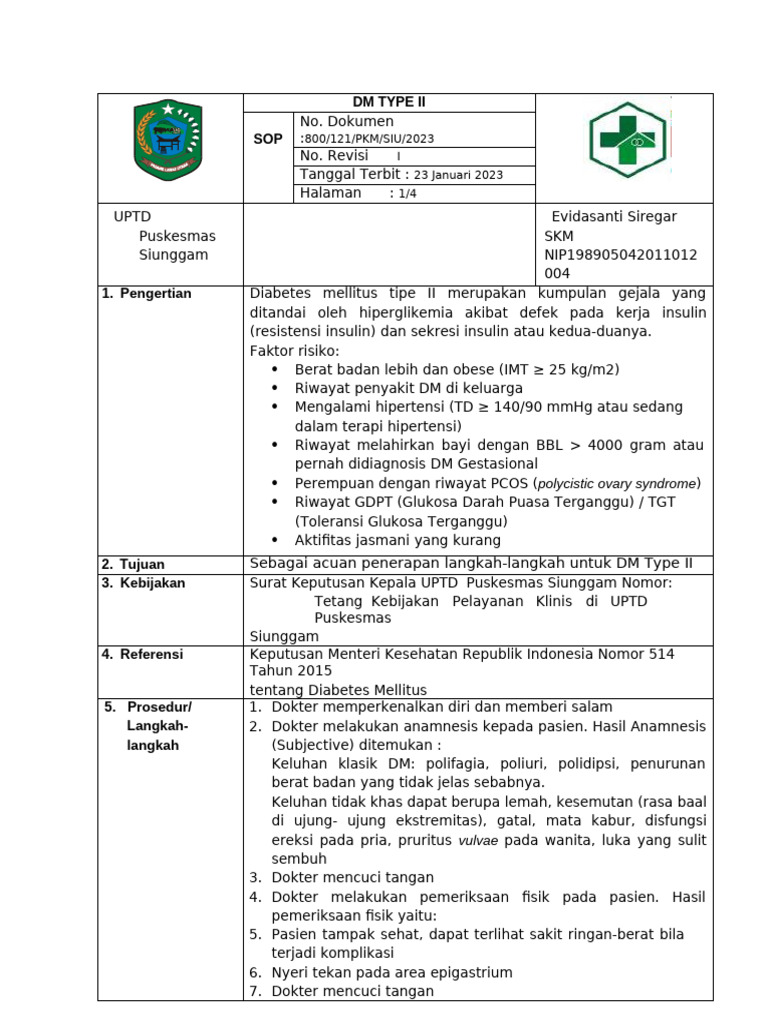 6. SOP DM TYPE II | PDF