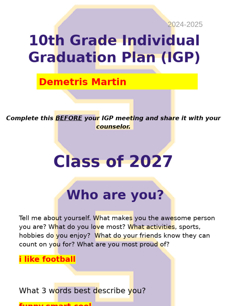 10th Student Led IGP 24-25 | PDF | University And College Admission ...