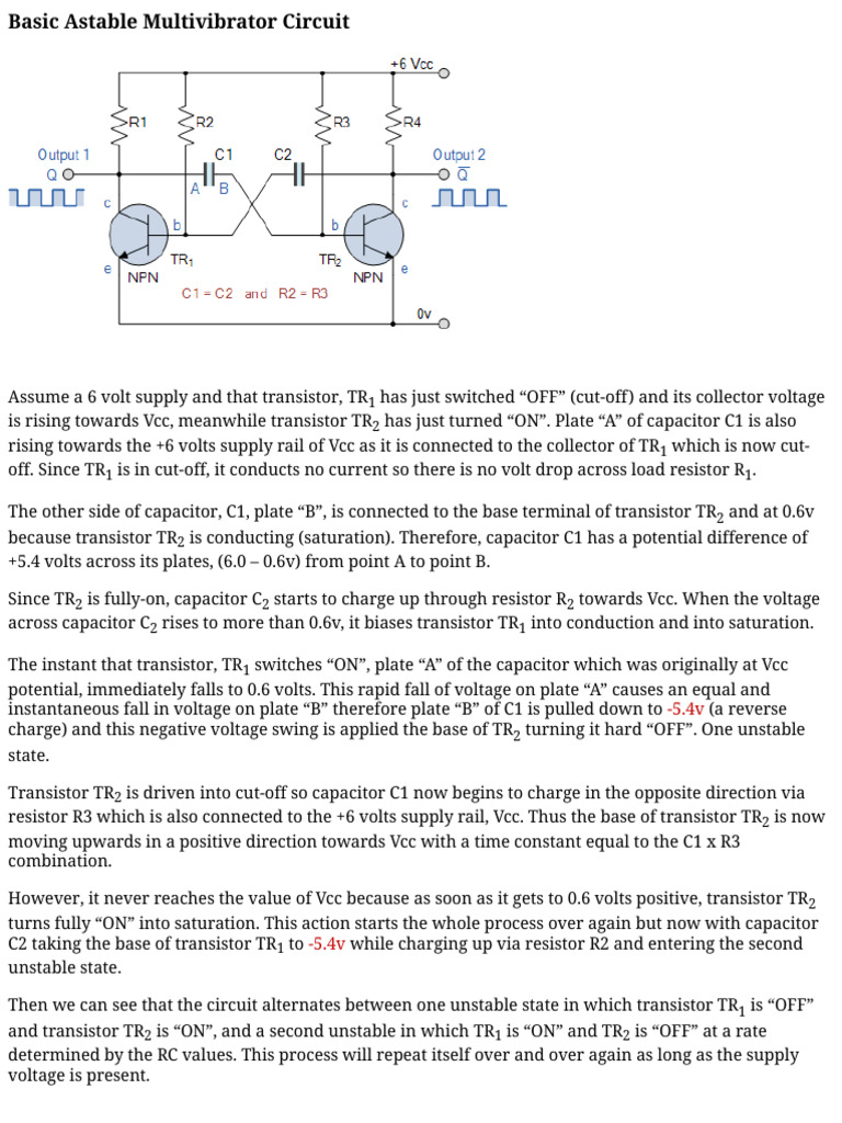 Astable Multivibrator and Astable Oscillator Circuit-2 | PDF