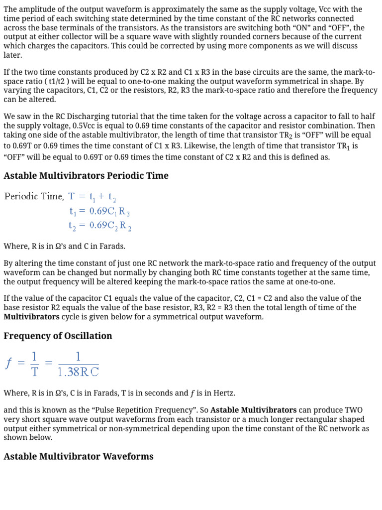 Astable Multivibrator and Astable Oscillator Circuit-3 | PDF