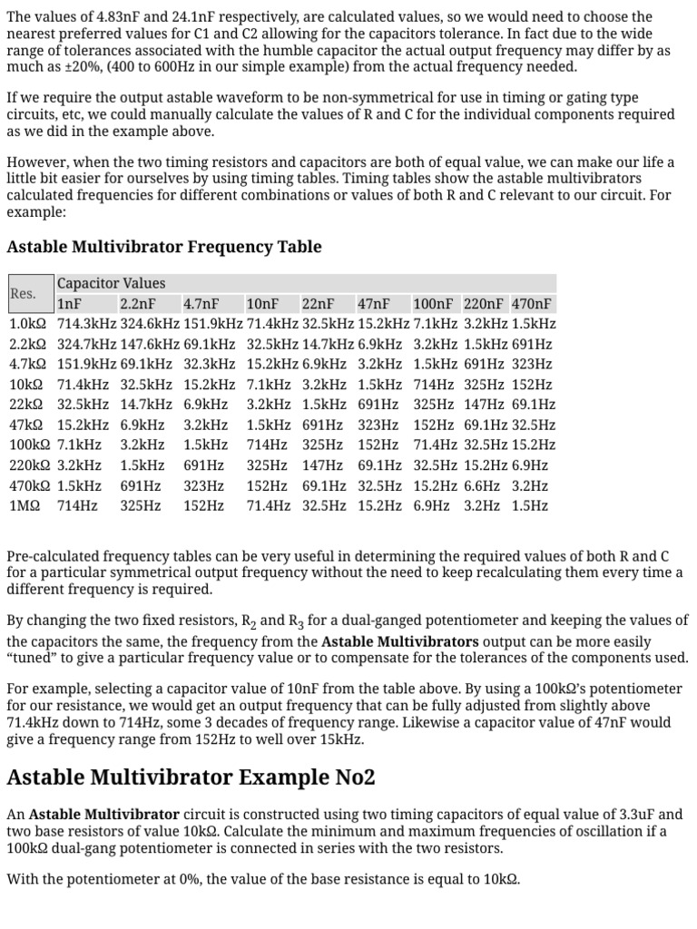 Astable Multivibrator and Astable Oscillator Circuit-5 | PDF ...