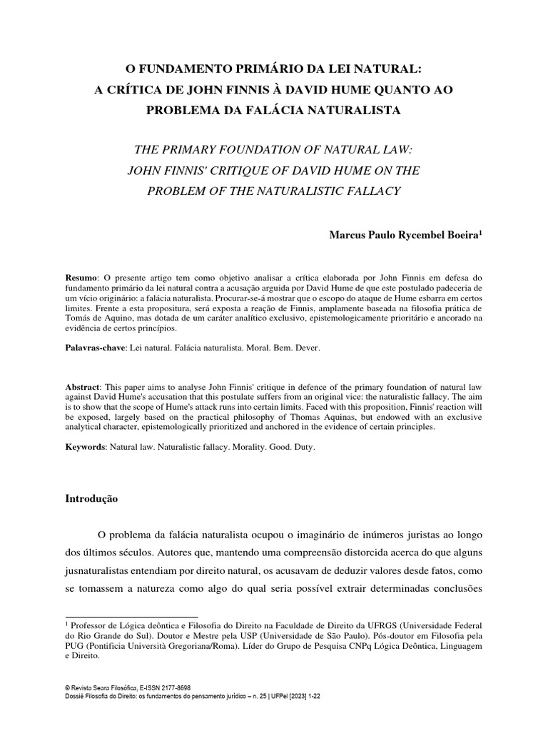 Finnis e a Crítica à Falácia Naturalista | PDF | Lei Natural | Moralidade