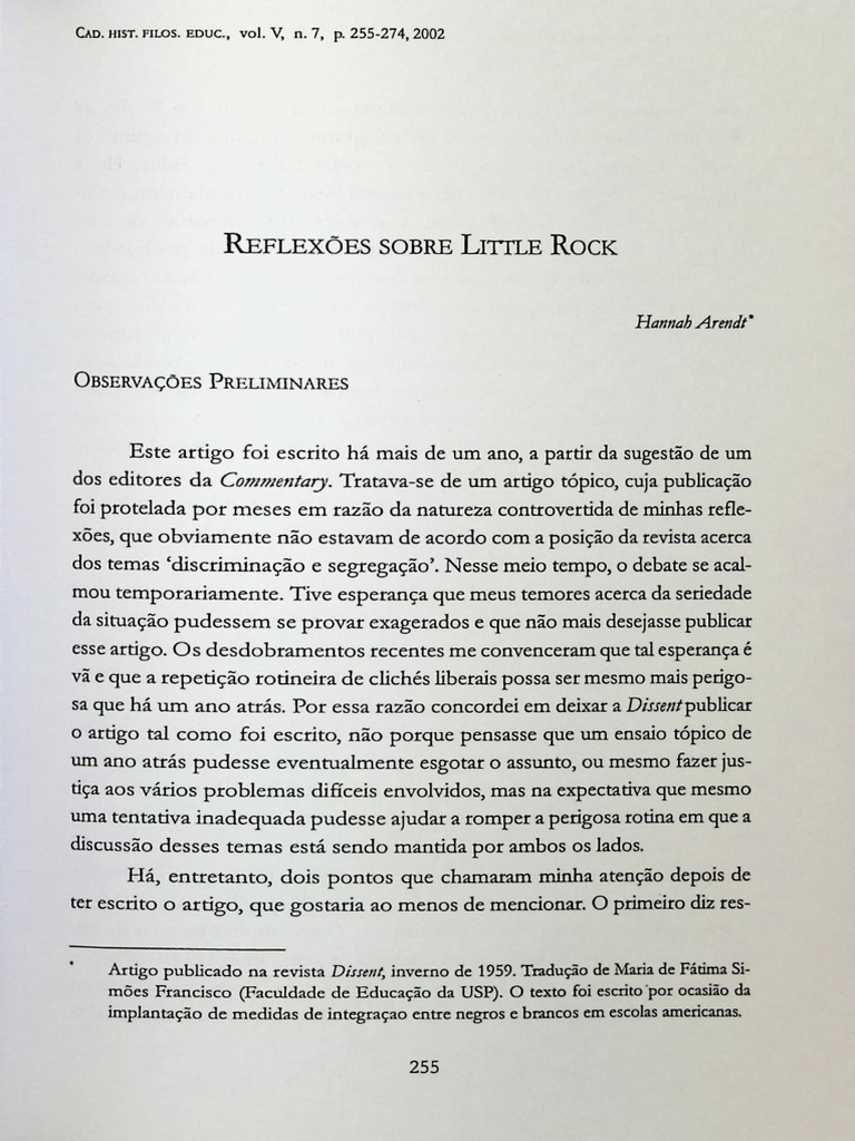 Francisco Maria de Fátima Simões Reflexões Sobre Little Rock de Hannah ...
