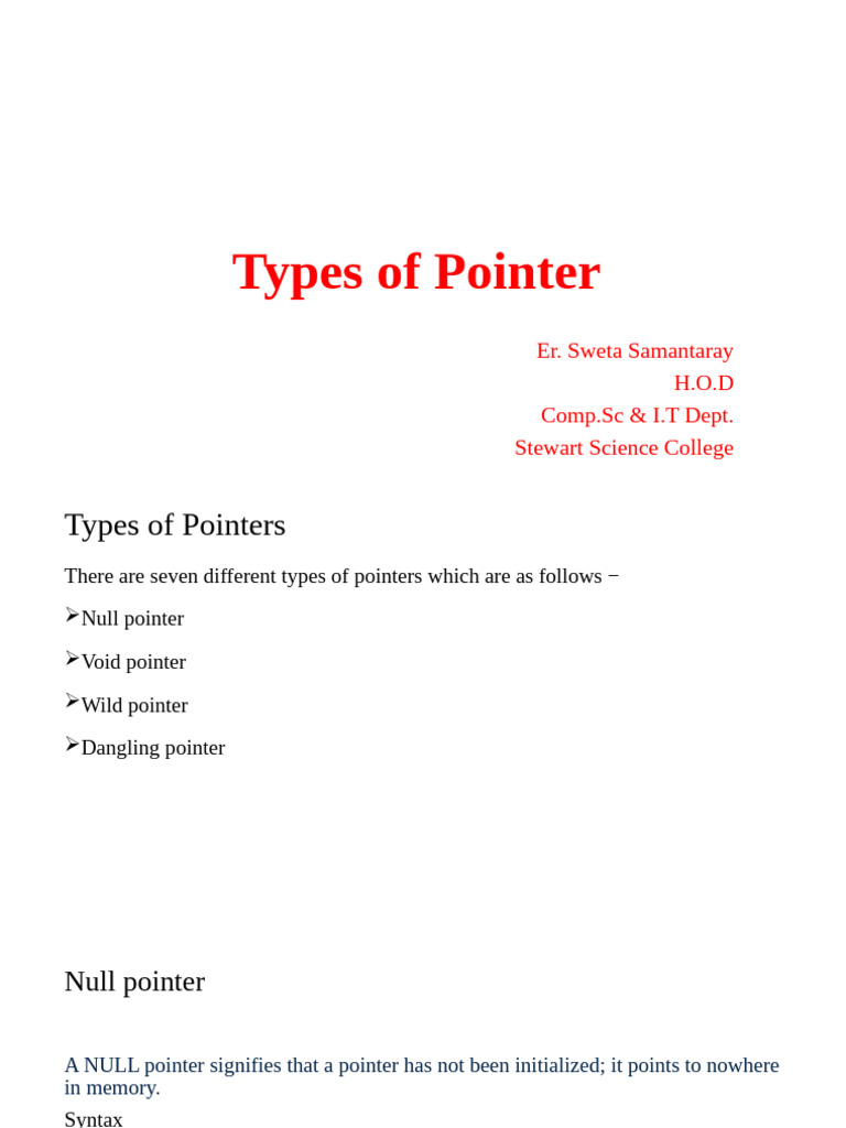 Unit-4 Note-2 Types of Pointer | PDF | Pointer (Computer Programming ...