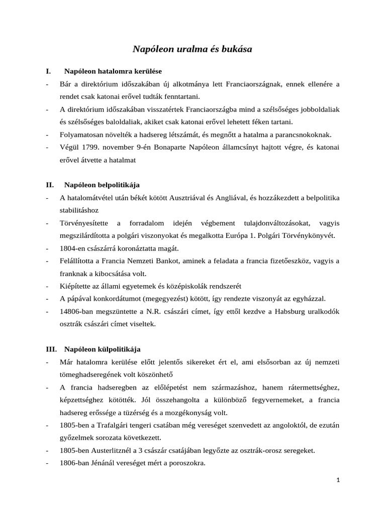 Napóleon Uralma És Bukása | PDF