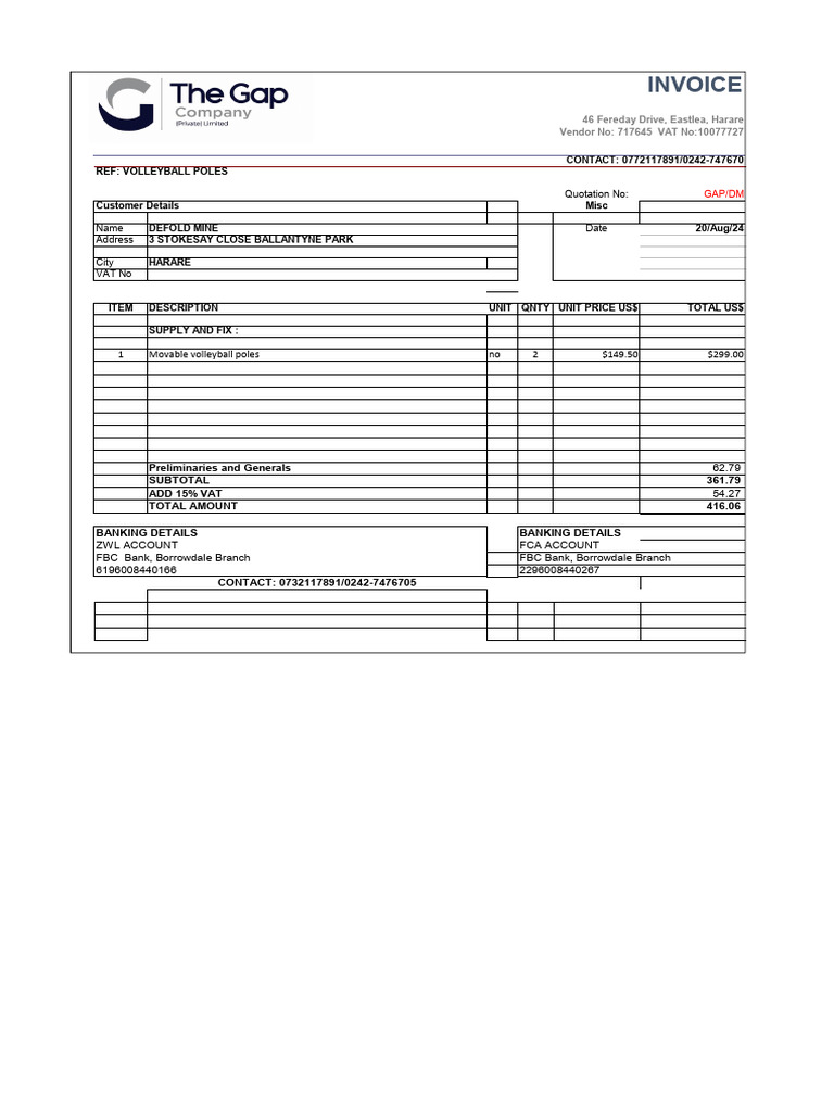Proforma Invoice For Steel Volleyball Poles | PDF