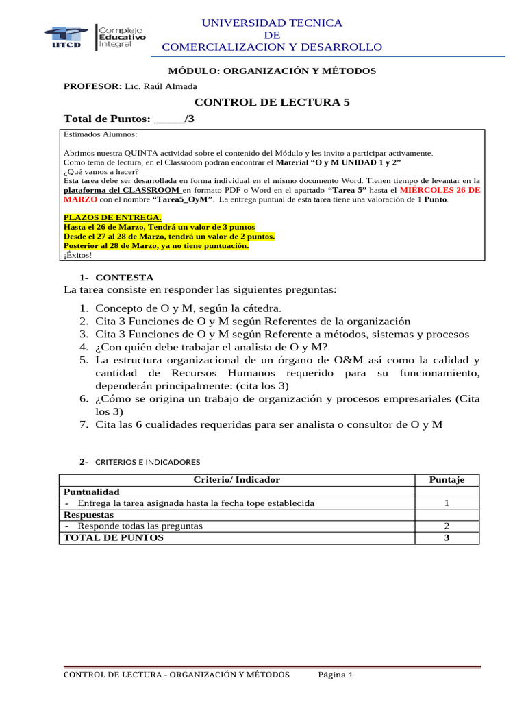 Control de Lectura 5 | PDF