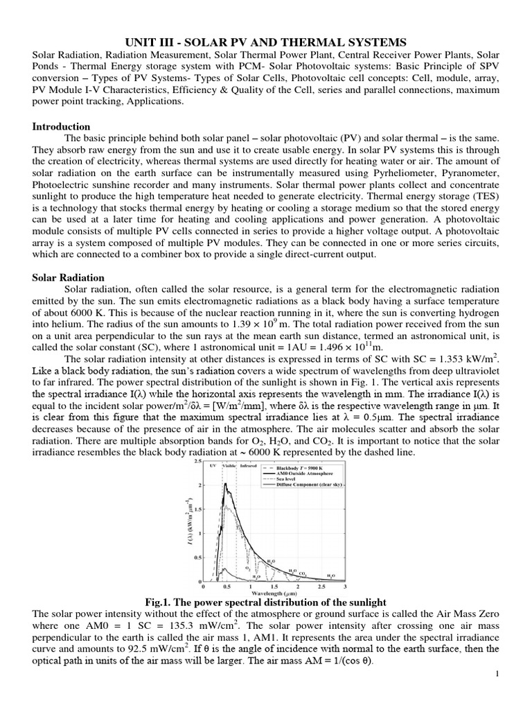 Solar PV & Thermal Systems Overview | PDF | Photovoltaics | Solar Energy