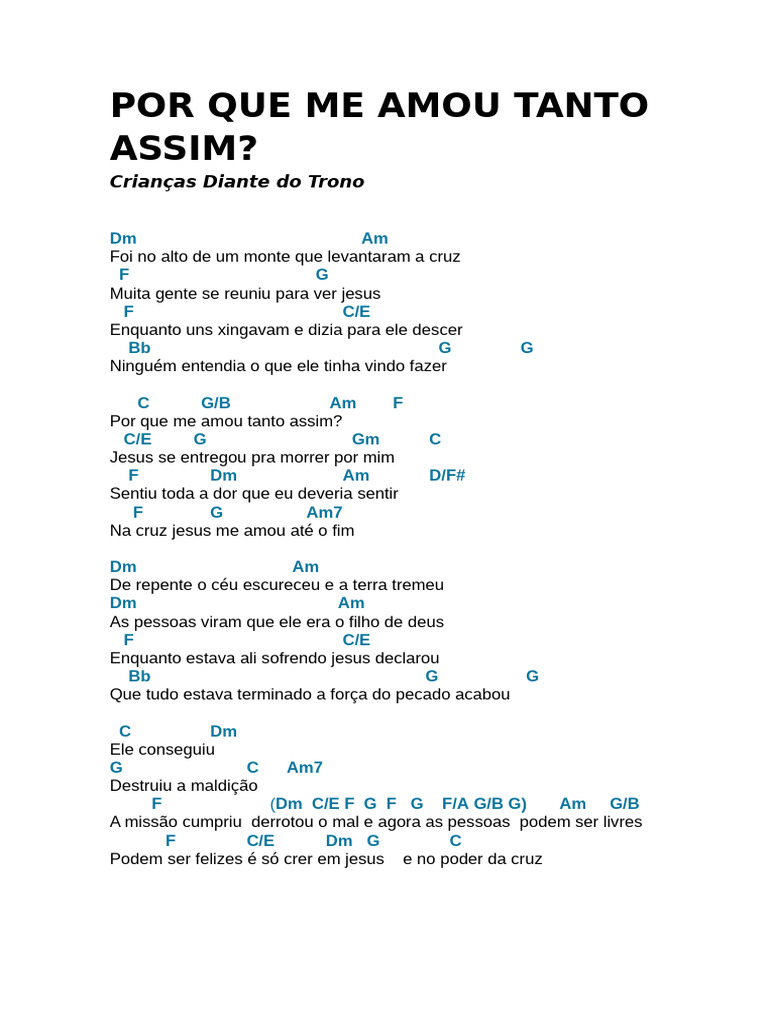 Por que me amou tanto assim | PDF